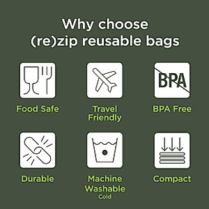 (re) zip Bread, Bagel, & Pantry Storage Bag | BPA-Free, Food Grade, Reusable, Machine Washable, Roll Top | Ideal for Keeping Bread & Baked Goods Fresh