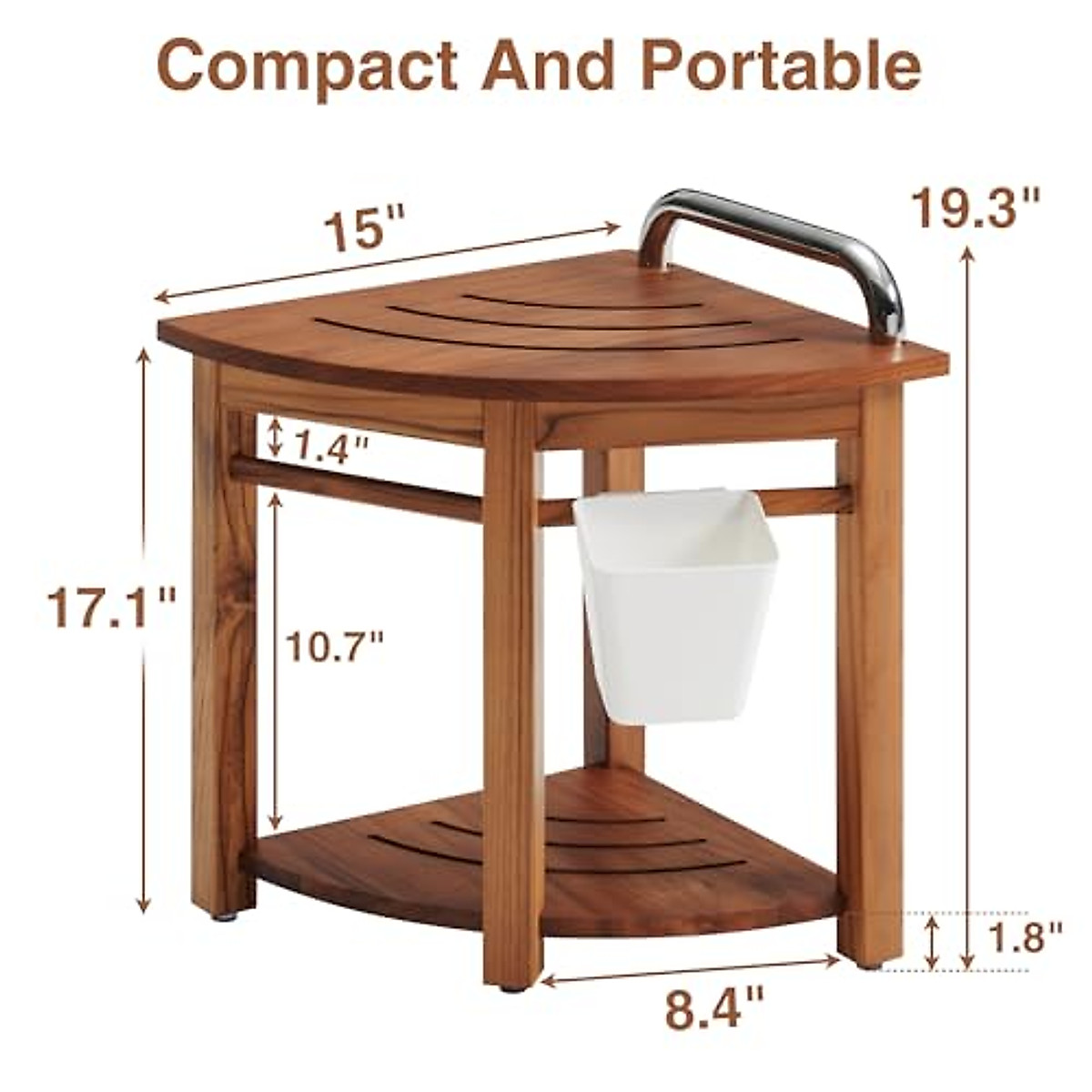 12 Inch Teak Showr Stool and 19 Inch Teak Shower Bench for Inside Shower