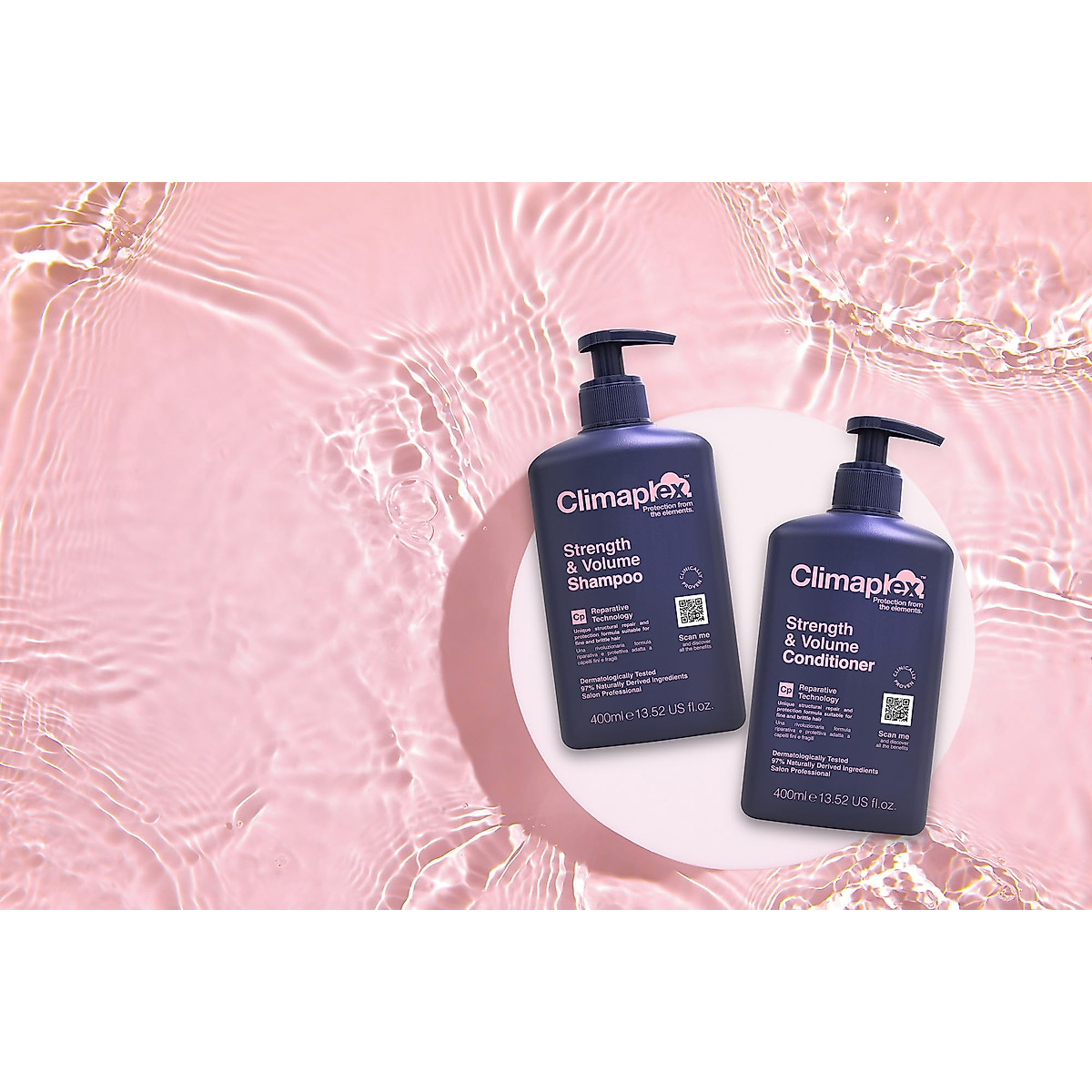 Climaplex Strength and Volume Shampoo and Conditioner Duo - Adds Body and Shine - Detangling, Protecting, Moisturizing - Leaves Hair Silky Smooth - Suitable for All Hair Types - Cruelty Free - 2 pc