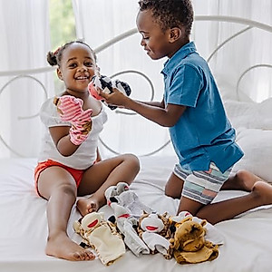 Melissa & Doug Animal Hand Puppets (Set of 2, 4 animals in each) - Zoo Friends and Farm Friends