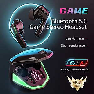 Wireless Earbuds Bluetooth - New Bluetooth Headphones, with Digital Display Intelligent, Noise Reduction, LED Colorful Breathing Light, Video Games Bluetooth Headset for Sport