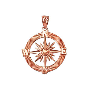 LA BLINGZ 14K Rose Gold Compass Pendant