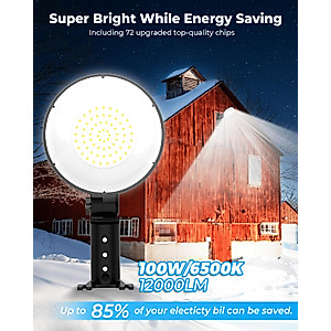AGranTOP LED Barn Light, 12000LM Dusk to Dawn Outdoor Lighting with Photocell Adjustable Angle 100W 6500K Daylight IP66 Waterproof Street Light for Barn/Yard/Garage/Security
