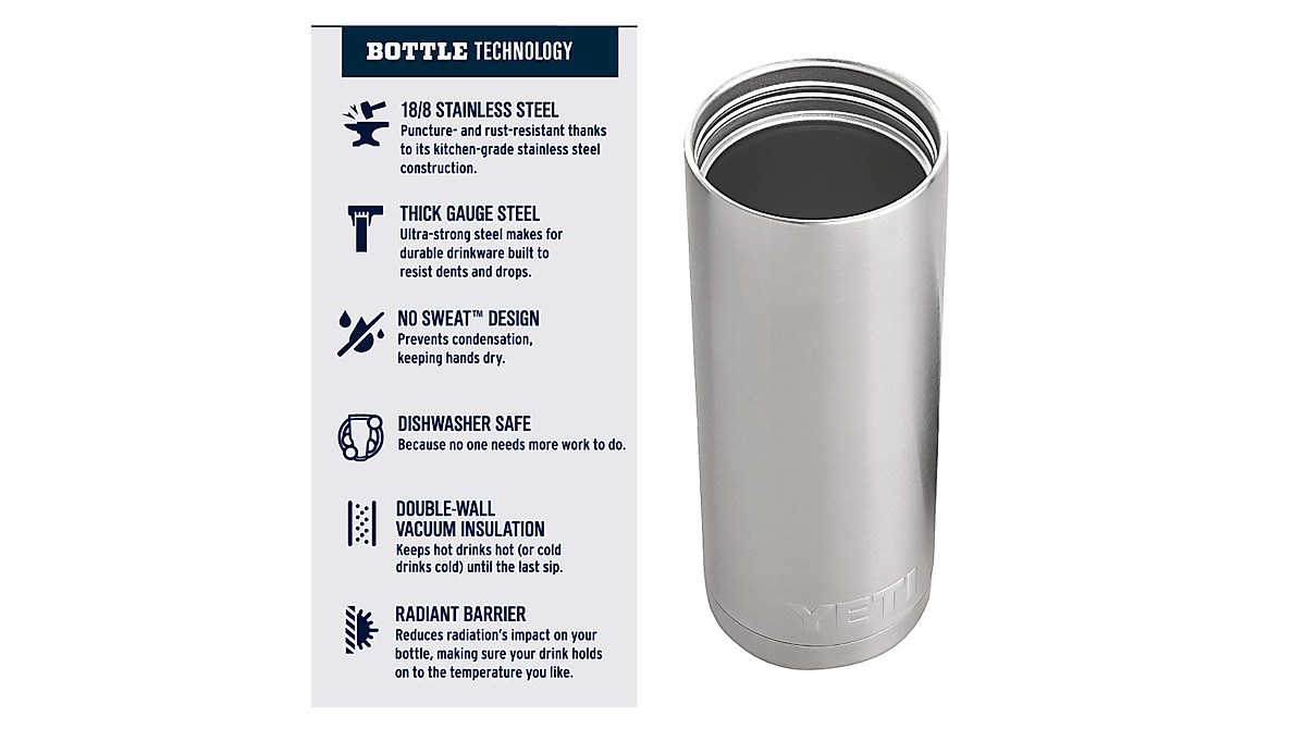 YETI Rambler 18 oz Bottle - Keep Drinks Hot or Cold | Durable & Leakproof
