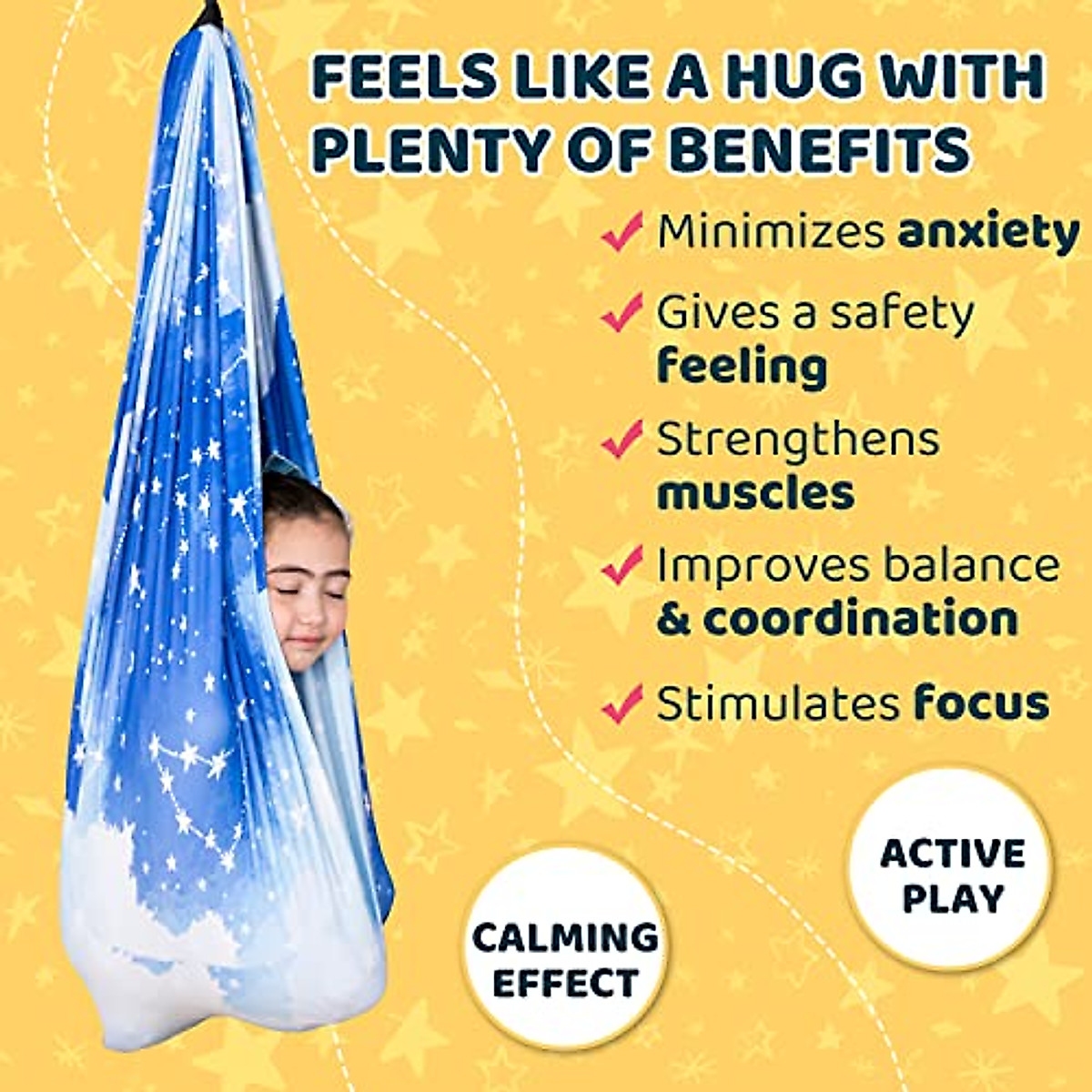 MoJo Bloom Sensory Swing for Kids Indoor & Outdoor - Adults and Kids Hammock Swing - Sensory Joy Therapy Swing for Kids with ADHD, Anxiety, Special Needs - Therapy Pod Swing for Kids