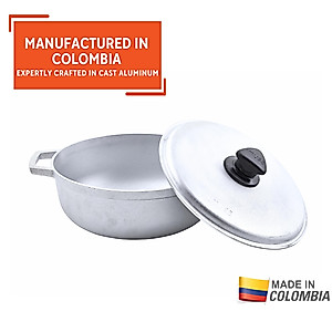 IMUSA USA GAU-80503 2.6Qt Traditional Colombian Caldero (Dutch Oven) for Cooking and Serving, Silver