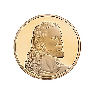 VORCOOL Jesus Commemorative Coin Collection Christ Religion Souvenir Challenge Coin Religious Badge for Easter Party Favor Home Decoration Golden