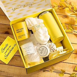 11 Pc Gift Baskets for Women, Sunshine Gifts, Get Well Soon Gift Box for women, Self Care Gifts for women, Thinking of You Gifts, Birthday Gifts for Women, Box of Sunshine, Sunflower gifts for Women