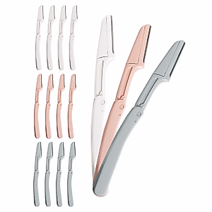Eyebrow Razors for Women, 15 Pcs Safe Dermaplane Razor, Dermaplaning Tool for Face, Foldable Eyebrow Razor for Women and Men that Helps Smooth the Skin, 3 Colors