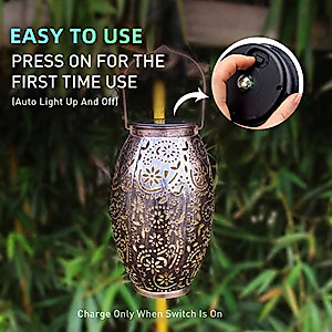 2 Pack Hanging Solar Lanterns Outdoor Lanterns Waterproof Decorative Garden Lights Retro Oval LED Lantern Lights for Table Patio Courtyard Party Pathway Walkway