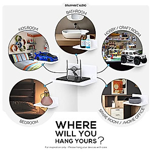 BRAINWAVZ 6.7" Adhesive Floating Wall Shelf for Small Speakers, Deco, Plants, Baby Monitors, Toys, Bathroom, Kitchen & More, Easy to Install, No Screws & Mess, 6.7” x 4.1 (SHELF200-White)