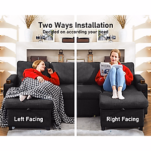 DURASPACE Sofa Bed Sleeper Pull Out 2 in 1 Sectional Sleeper Sofa Couches with Storage,USB, Cup Holder,Pullout Sectional Couches for Apartment Living Room (Dark Gray)