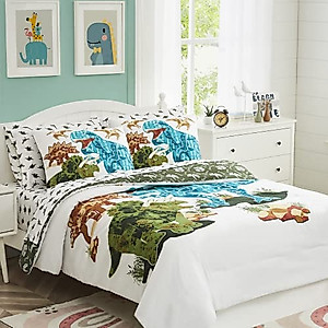 Kaleido Space KALEIDOSPACE Gilrs Boys Bedding Sets Twin, 5 Piece Glow in The Dark Dinosaur Bed in A Bag-1 Comforter,1 Pillow Sham, 1 Pillowcase, 1 Flat Sheet, 1 Fitted Sheet