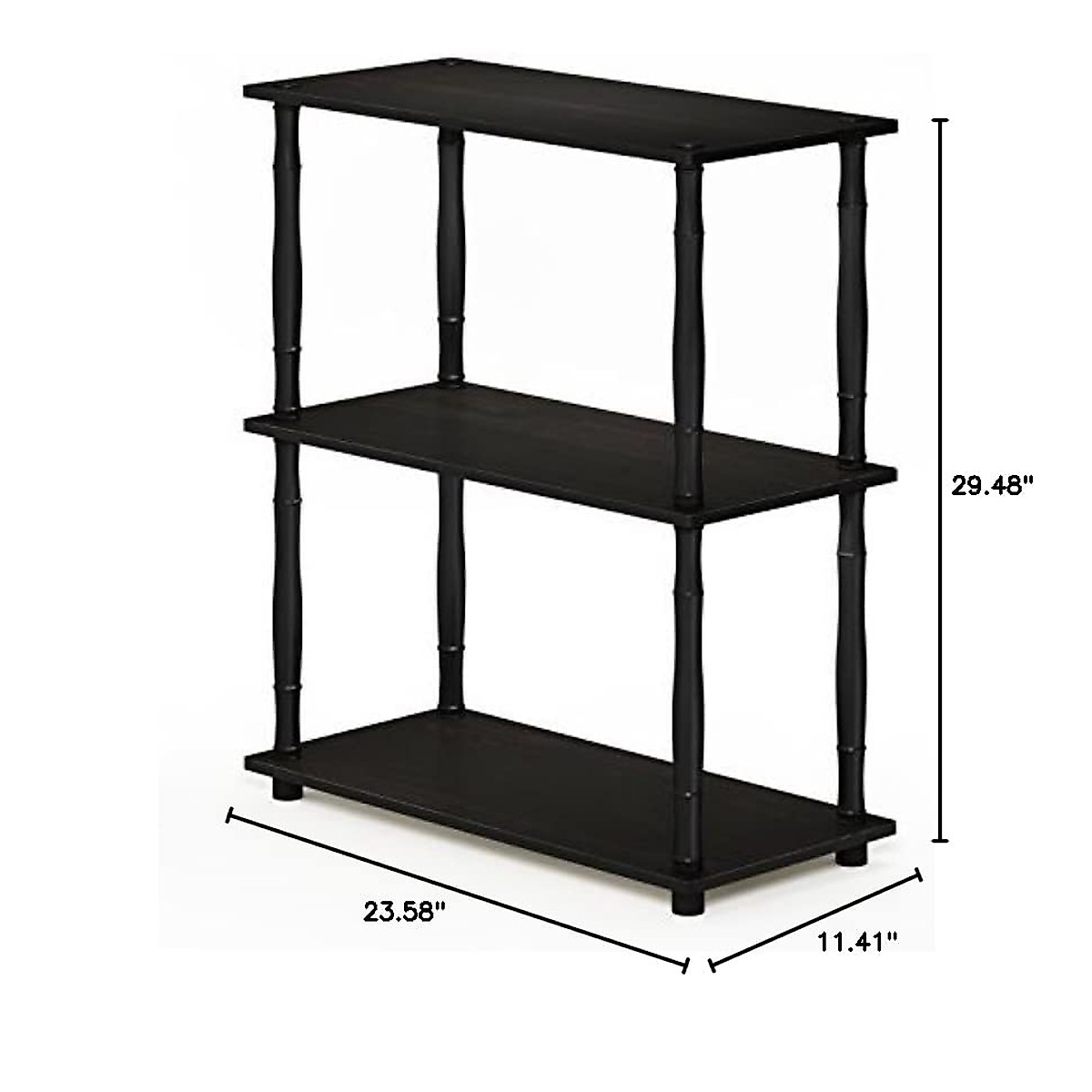 Furinno Turn-N-Tube 3-Tier Compact Multipurpose Shelf Display Rack with Classic Tube, Espresso/Black