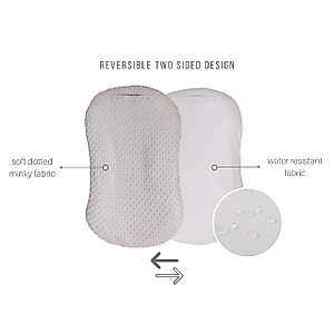 Mila Millie Water Resistant Removable Cover for Newborn Lounger | Minky Sensory Touch Slipcover for Baby Floor Seat | Premium Quality Soft Wipeable Fabric | Hypoallergenic (Fog)