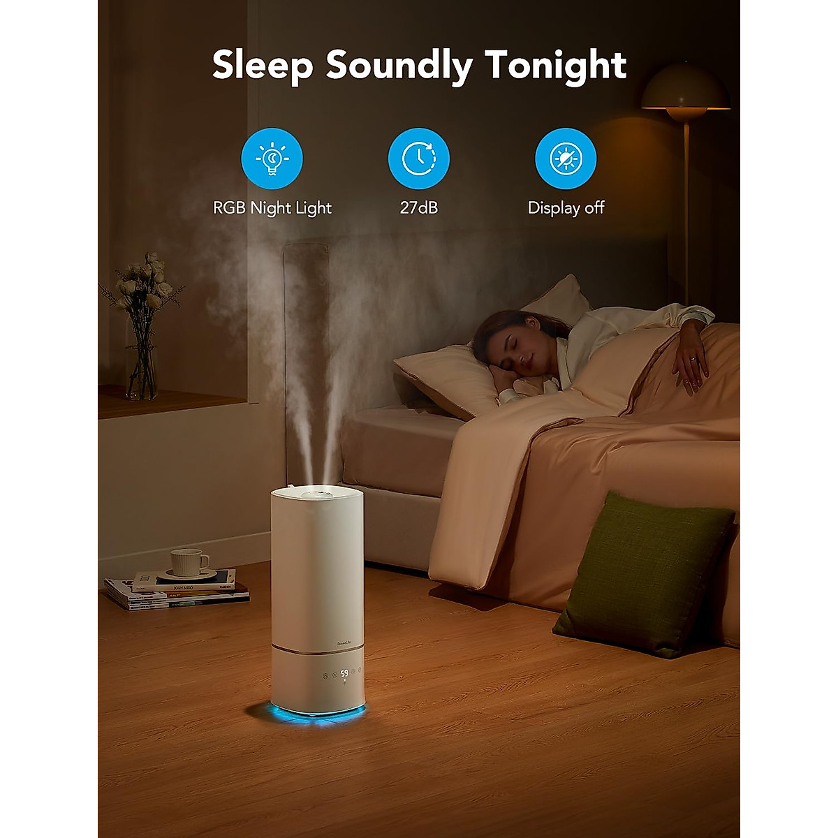 GoveeLife Humidifiers for Bedroom, 6L Top Fill Cool Mist Humidifier for Large Room, Auto Mode, Adjustable Mist, Quiet Sleep Mode, WiFi Smart Air Humidifier with RGB for Baby, Plants, Work with Alexa