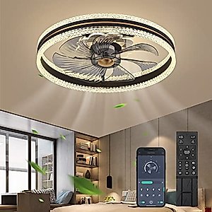 Fszdorj 2023 Upgraded Ceiling Fan F101 Black Ceiling Fans with Lights App & Remote Control, Timing & 3 Led Color Led Ceiling Fan, 6 Wind Speeds Modern Ceiling Fan for Bedroom, Living Room, Small Room