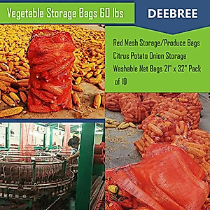 Deebree Extra Large Mesh Storage Produce Bags Reusable Vegetable Storage Bags 60 lbs Onion Storage Washable Net Bags 21” x 32” Pack of 10