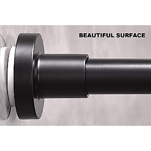 BRIOFOX Shower Curtain Rod 43-73 Inches Matte Black, Never Rust and Non-Fall Down Spring Tension Rod, Stainless Steel