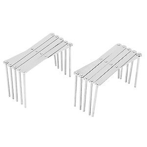 Geuxe 2 Pcs Pot Lid Organizer,Foldable Steel Extended Bowl Sink Plate Stand Holder Drainer Shelf