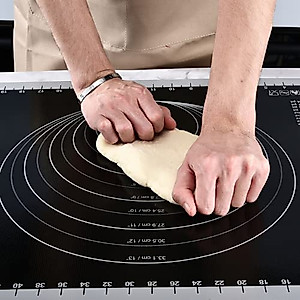 Silicone Baking Mat, Thickened Fiberglass Bakeware Oven Mats, Baking Kneading Pads, 4 Piece Set (black base grey side)