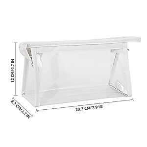 GINCEVHY White Transparent Big Capacity Pencil Case with Zipper, Buckle Design Pen Bag Pencil Pouch for Teen Girls, Waterproof PVC Makeup Cosmetic Bag for Women