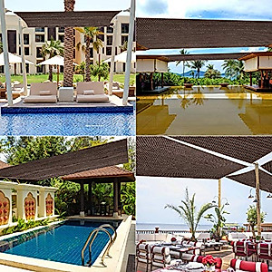 Eden's Decor 6' x 8' Brown Sun Shade Sail Outdoor Canopy Rectangular Awning Fabric Cloth Screen for Patio Garden Backyard Pergola Custom Size