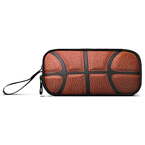 Basketball Ball Texture Large Pencil Case 3 Compartment Pen Bag Pouch Holder Box for College School Portable Stationery Storage Bag for Girls Boys
