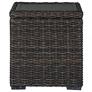 Signature Design by Ashley Grasson Lane Outdoor Rattan Square End Table with Storage, Brown