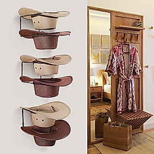Taozun Cowboy Hat Rack Organizer - 6 Pieces DIY Hangers for Wall Display