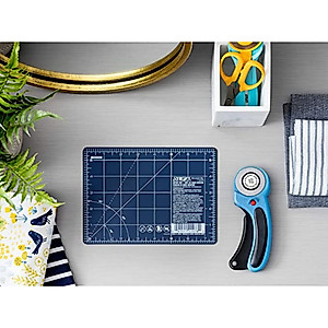 OLFA 6" x 8" Self Healing Rotary Cutting Mat (RM-6x8/NBL) - Double Sided 6x8 Inch Cutting Mat with Grid for Fabric, Sewing, Quilting, & Crafts, Designed for Use with Rotary Cutters (Navy)