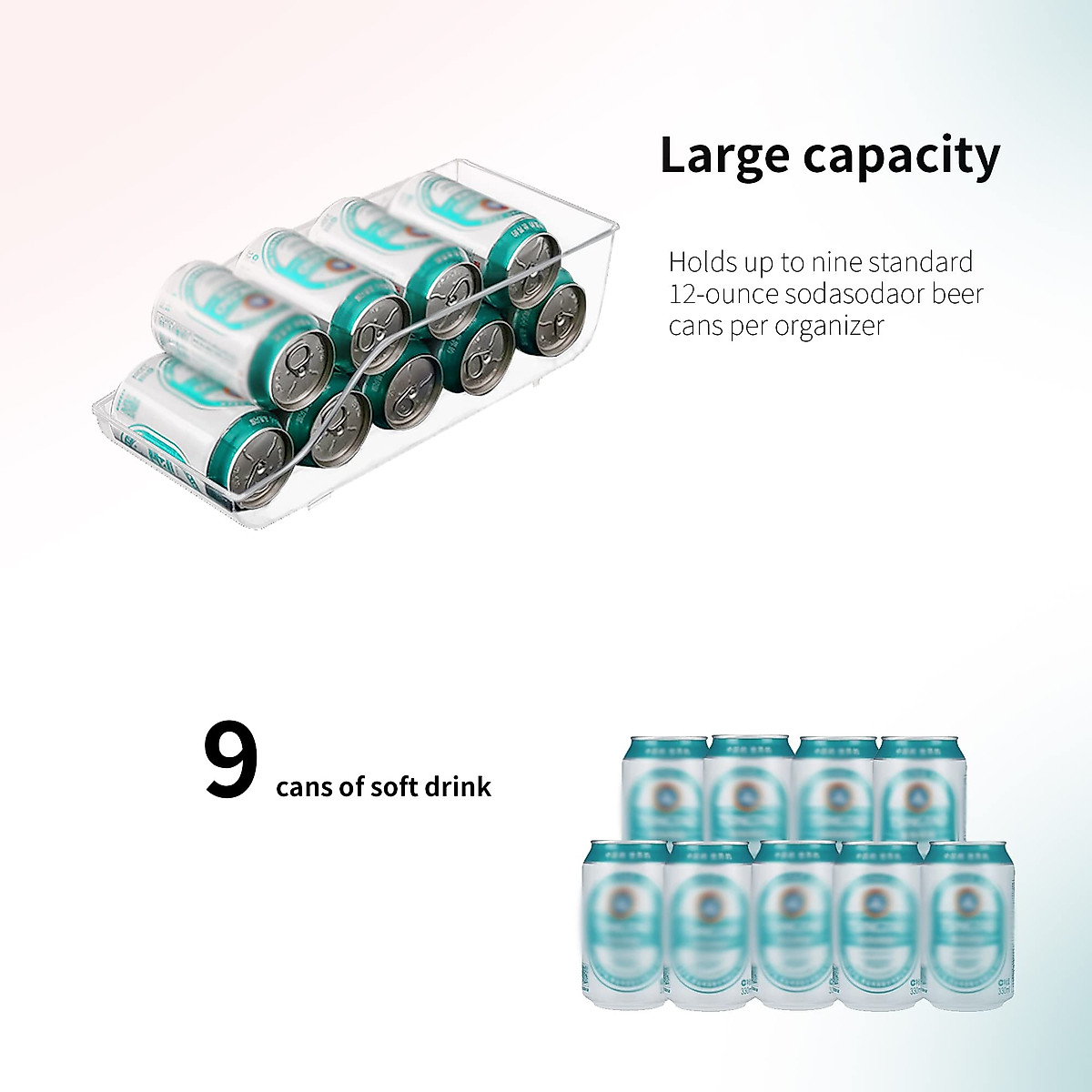 4 Pack Soda Can Organizer for Refrigerator,Can Dispenser Refrigerator Organizer for Kitchen Cabinets Cupboard BPA-Free