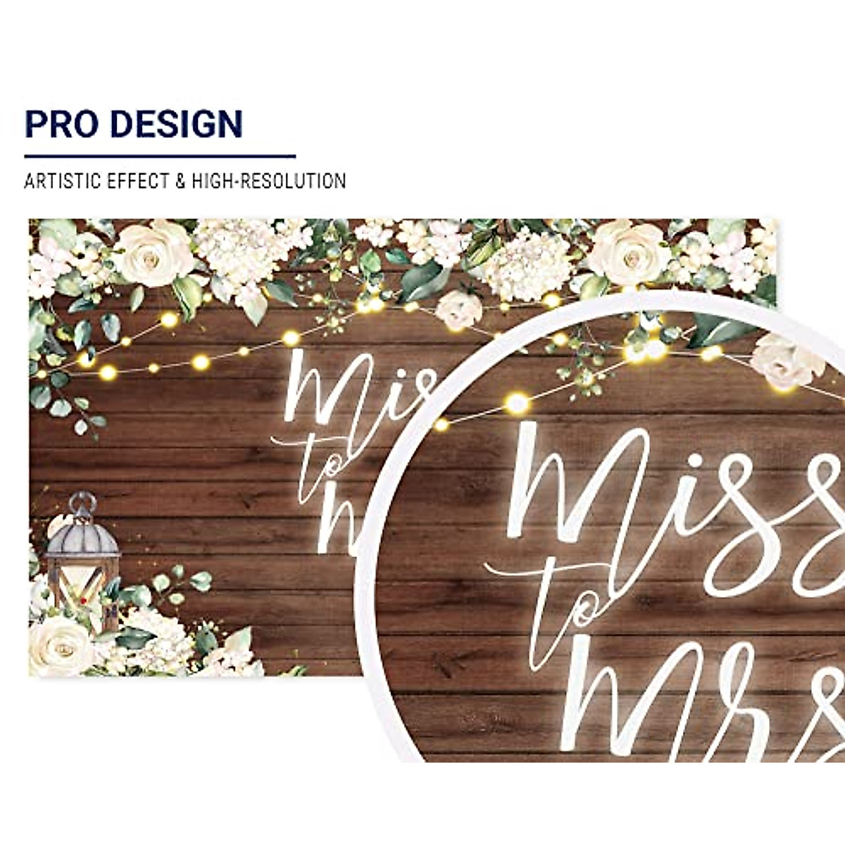 Allenjoy Miss to Mrs Backdrop for Bridal Shower Rustic White Floral Brown Wood Flower Wooden Wall Decoration Wedding Bride to Be Engagement Photography Background Photo Booth Prop