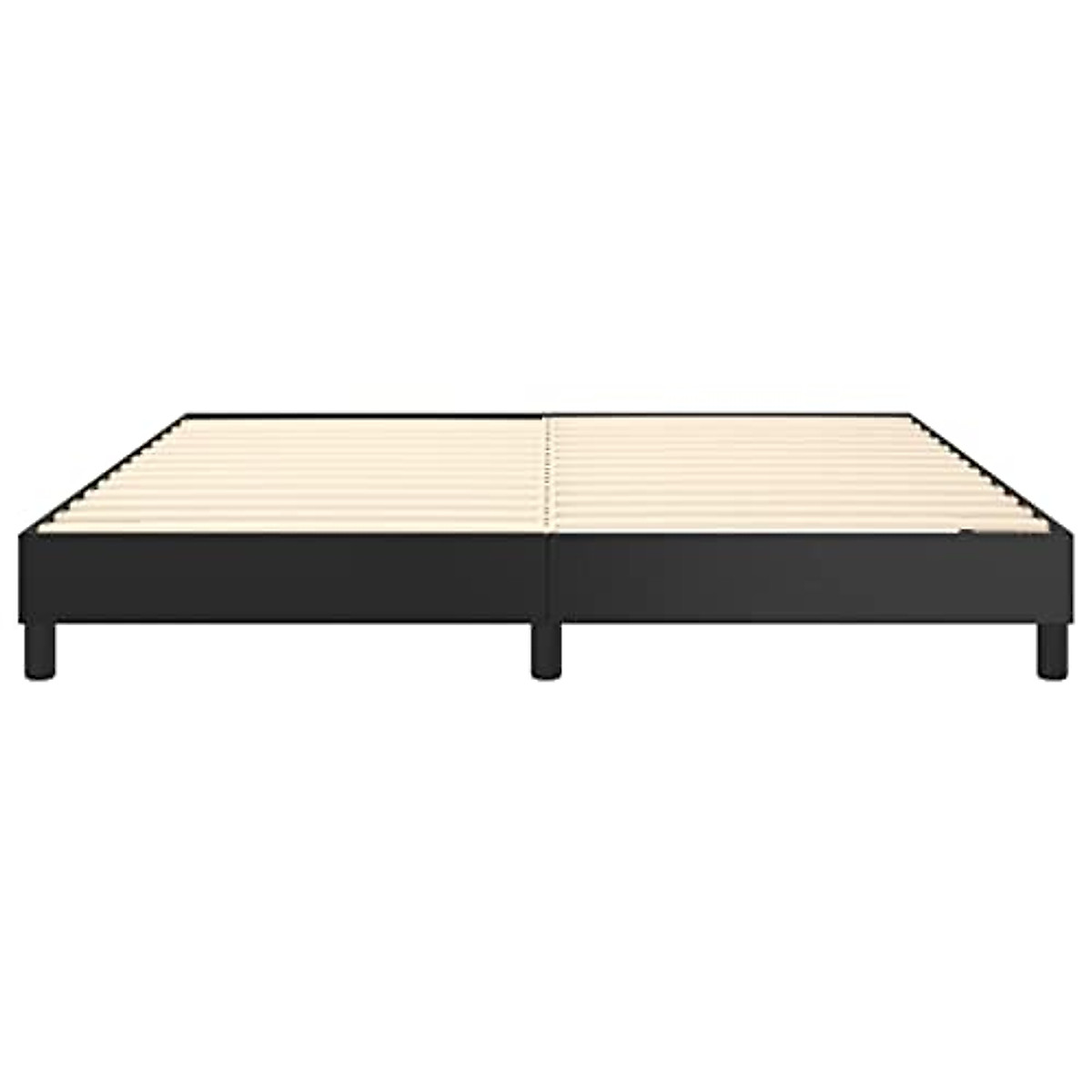 vidaXL Box Spring Bed Frame Home Indoor Bedroom Bed Accessory Wooden Upholstered Double Bed Base Furniture Black 76"x79.9" King Faux Leather