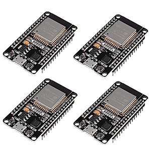 4PCS ESP32 Development Board ESP-32S NodeMCU Board ESP-WROOM-32 WiFi Microcontroller 2.4GHz 2 in 1 Dual-Core WiFi + Bluetooth Processor Integrated Chip CP2102 Low Power Consumption ESP-32S
