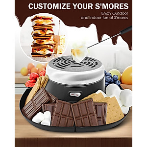Smores Maker Tabletop Indoor Kit Smores Kit Flameless Electric S'mores Maker Marshmallow Roaster, Movie Night Supplies Housewarming Christmas Gifts 120V