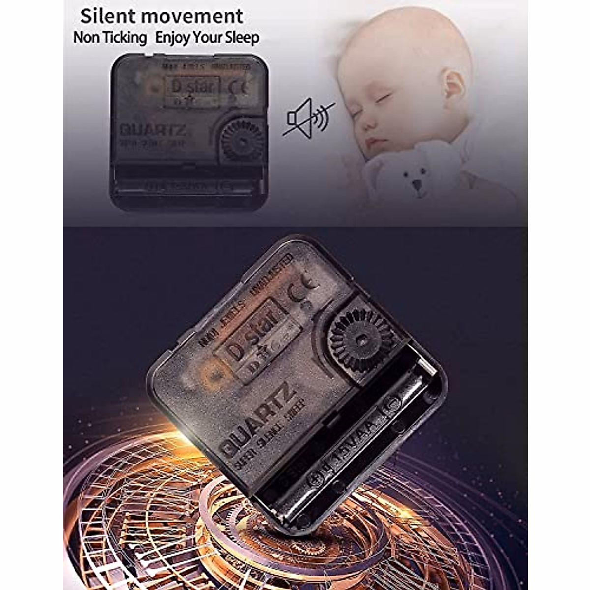 FULL HOUSE Wall Clock Silent Non Ticking Battery Operated, 12''x12'' Modern Minimalist Clock Wall Art, Crystal Porcelain Square Clock for Bedroom Living Room Office Home, 2pcs