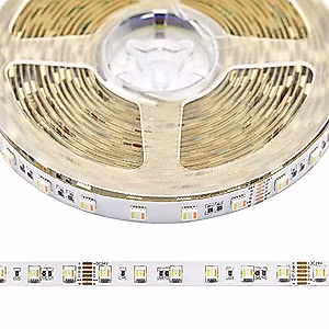 24VDC RGB+CCT 5 Chips in 1 Super Bright LEDs Flexible LED Strip Lights, High CRI 85 Color Changing+Tunable White Non-Waterproof 5050 RGBWW LED Tape Lights, 300LEDs 16.4feet Roll for Home Lighting