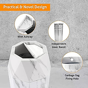 WICHEMI Commercial Outdoor Trash Can Stainless Steel Outdoor Trash Can with Lid, Removable Inner Bucket Garbage Can for Home, Office, Restaurant and Elevator Entrance