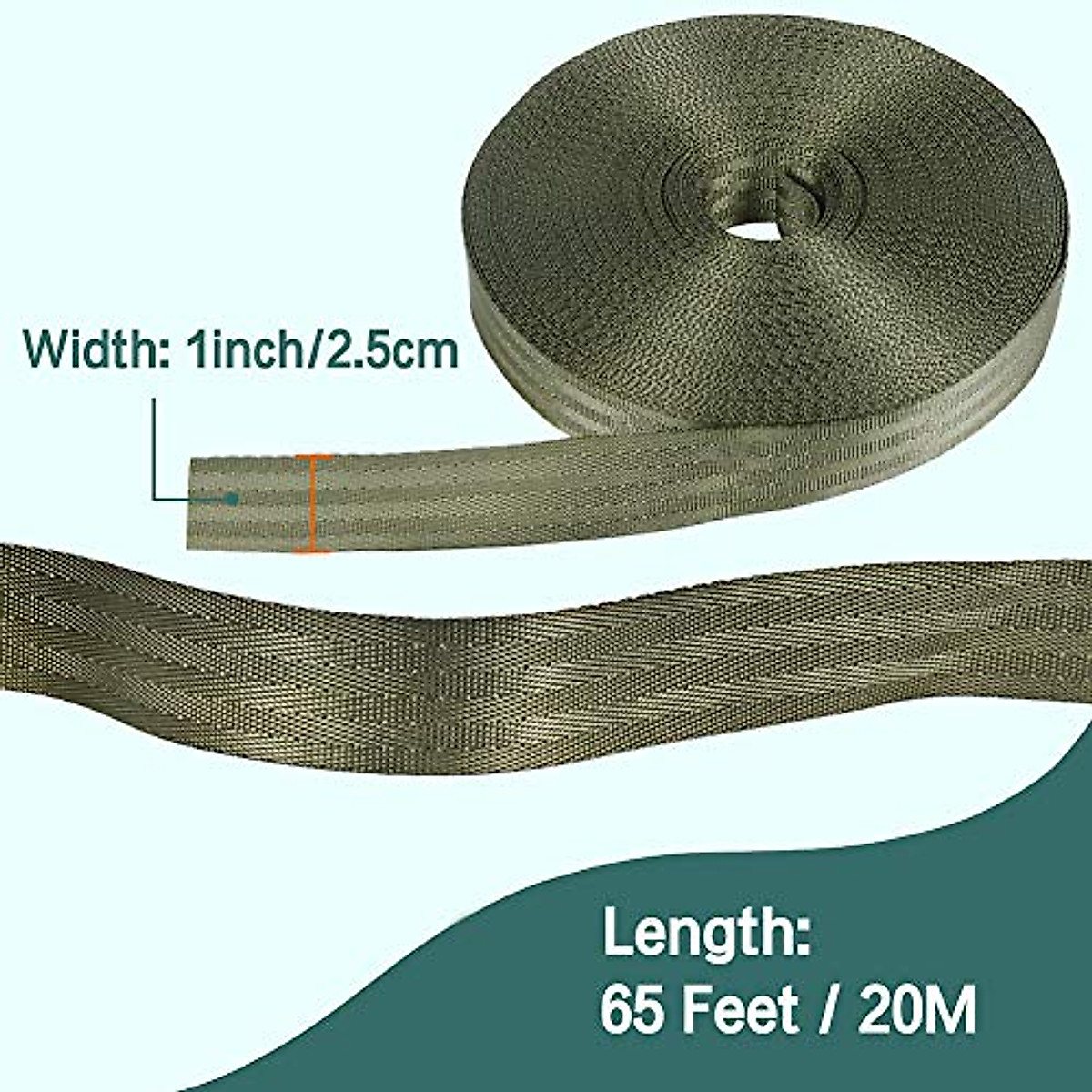 Tenn Well Tree Support Strap, 65 Feet x 1 inch Tree Straps for Staking, Nylon Tree Tie Rope for Plant Support, Straightening (2200 Lbs Strength, Green)