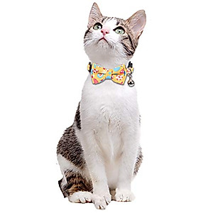 Lamphyface 2 Pack Easter Cat Collar with Cute Bow Tie and Bell Breakaway Adjustable Safety