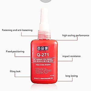 ViaGasaFamido Threadlocker Adhesive Red Threadlocker Sealer 50g Sealing Glue Metal Glue Screw Glue Repair for Thread Fastening Sealing Flange Hoses