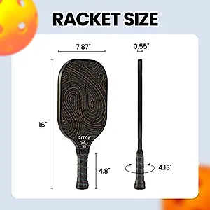 GITOE Pickleball Paddles, Set of 2 Rackets & 4 Pickle Balls Great Control Lightweight Graphite Raquettes with 2 Retriever, USAPA Approved Carbon Fiber Pickelball Gifts for Women Men Kids