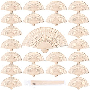 durony 36 Pieces Sandalwood Fans Wooden Handheld Folding Fans Scented Wooden Fans Vintage Hand Fans for Wedding Decoration, Natural