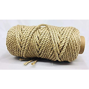 100 Feet 5mm Jute Twine, Heavy Duty Jute Rope, Natural Hemp Rope for DIY Arts Crafts, Gardening, Bundling，Home Decorating, Cat Scratching Post