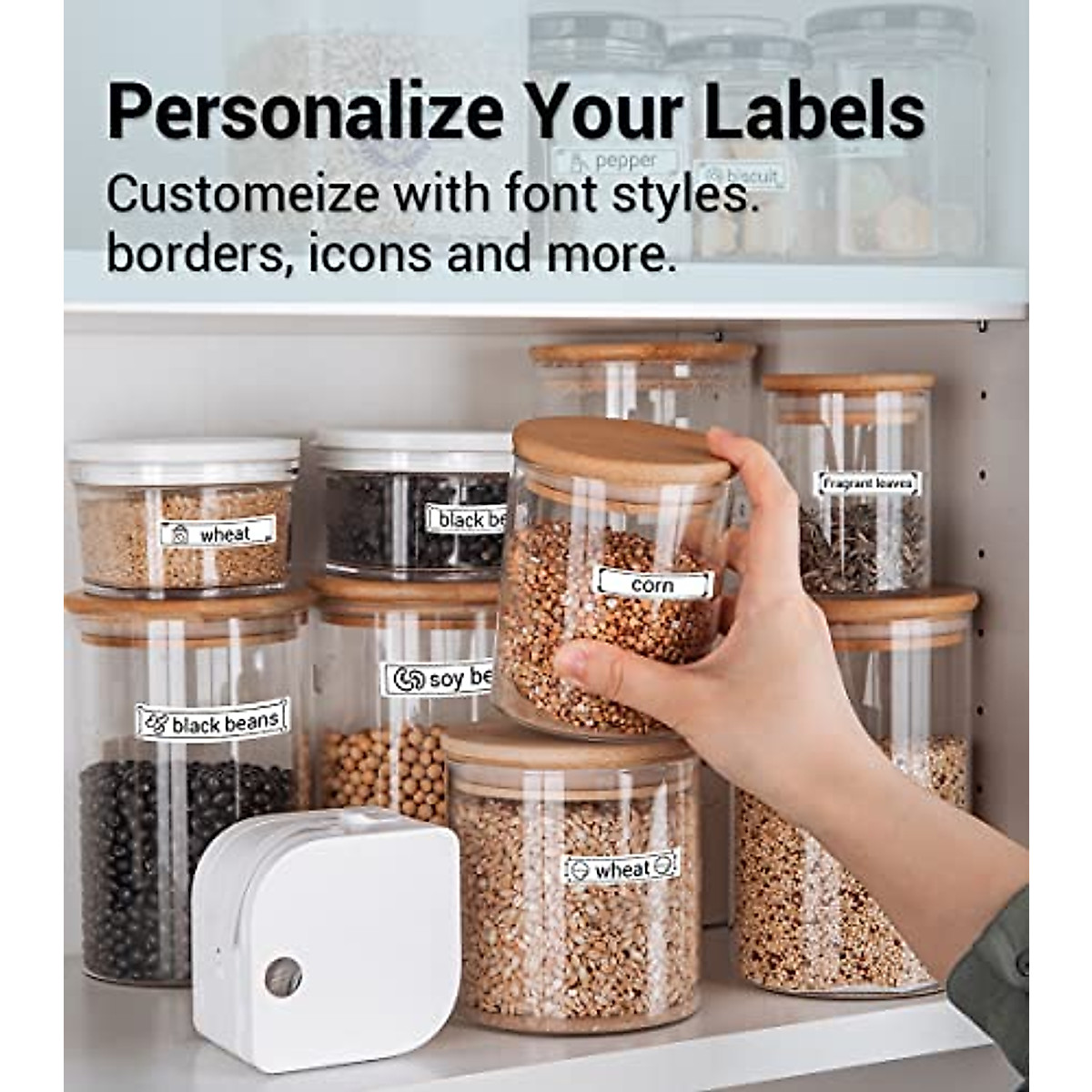 Label Maker Machine with Tape - P12 Portable Bluetooth Label Maker for Storage, Office, Home, Organizing, Sticker Maker Mini Label Maker with Multiple Templates, with 12mm x 4m Black on White Label