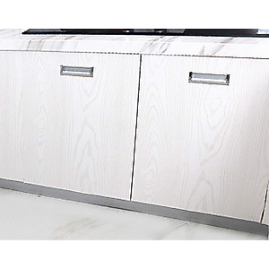 Teemall 3D White Wood Grain Sticker Decorative for Countertops Cabinets Shelf Liners Doors Self-Adhesive Film Waterproof Removable Wallpaper 15.8inch by 79inch