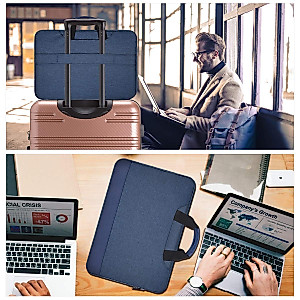 11.6 12.9 Inch Laptop Bag, Men Women Travel Briefcase with Organizer, Waterproof Laptop Sleeve for Lenovo Chromebook 11.6, Surface Pro 7/6/5/4, Macbook Air 13 A2337 A2179, Dell HP ASUS Carry Case,Blue
