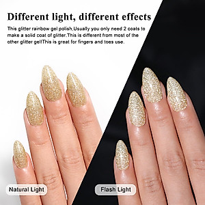 Imtiti Gel Nail Polish, Champagne Gold Reflective Glitter Gel Polish, Diamond Shimmer Gel Nail Polish Need, 0.5 fl oz