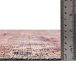 Rugs.com Nostalgia Collection Washable Rug – 7' 10 Square Pink Flatweave Perfect for Living Rooms, Kitchens, Entryways